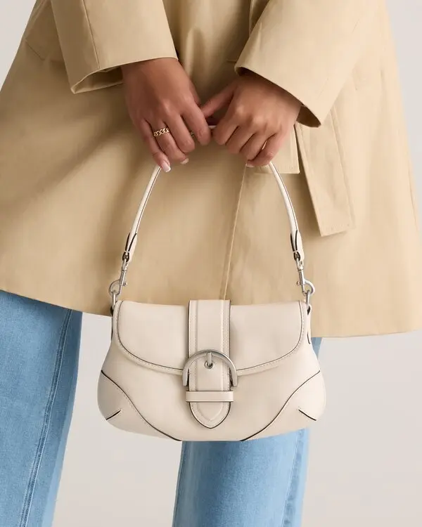 Quince Italian Leather Buckle Detail Shoulder Bag