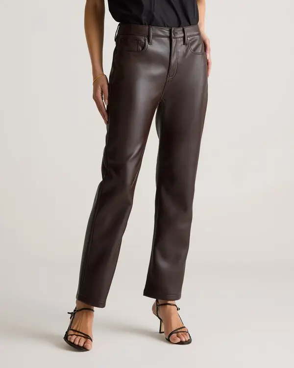 Quince Vegan Leather Straight Leg Pants
