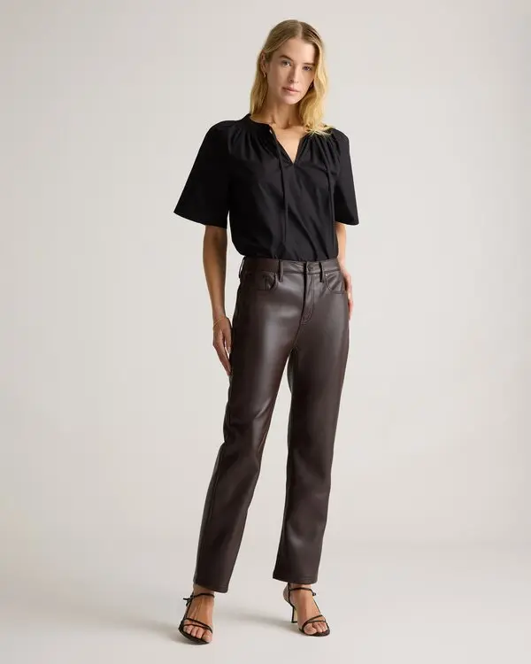 Quince Vegan Leather Straight Leg Pants