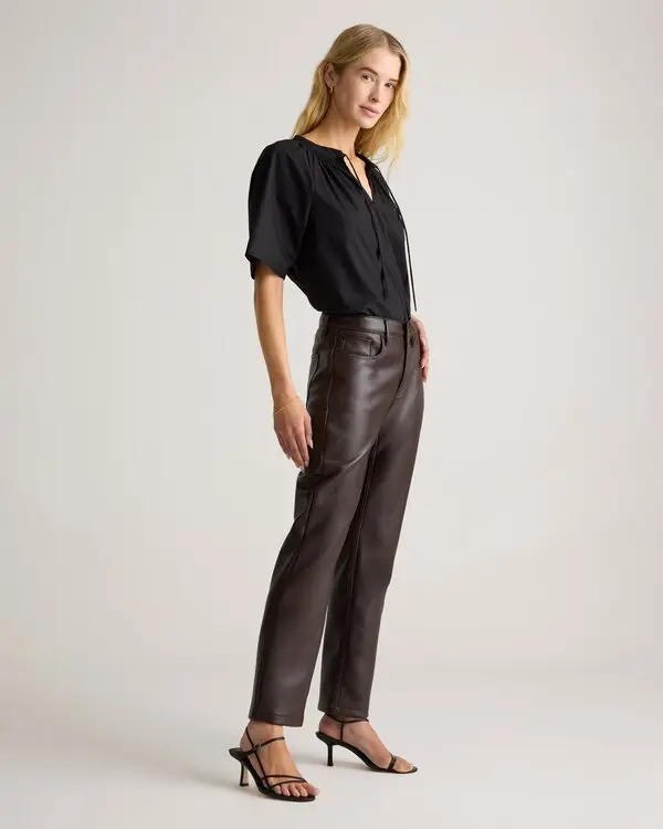 Quince Vegan Leather Straight Leg Pants