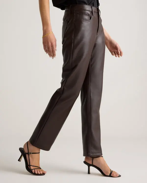 Quince Vegan Leather Straight Leg Pants