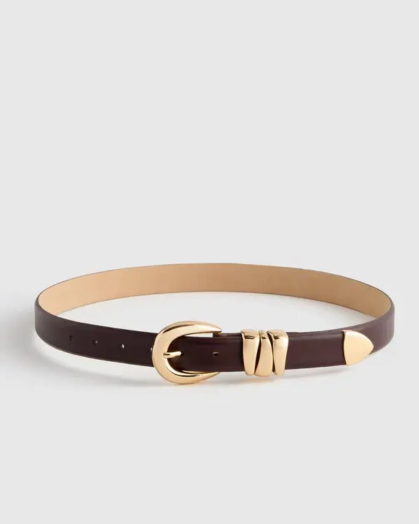 Quince Elissa Triple Keeper Leather Belt - Espresso