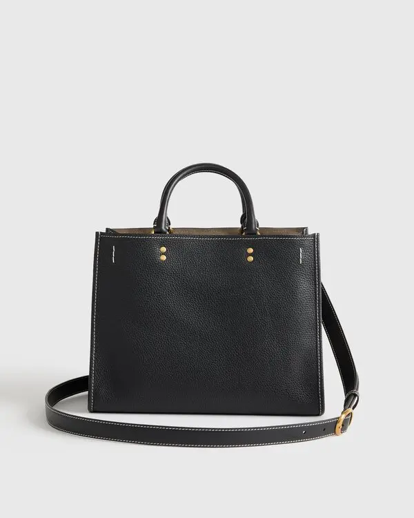Quince Italian Leather Medium Convertible Satchel - Black