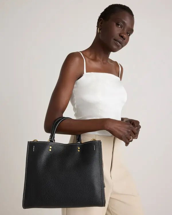 Quince Italian Leather Convertible Satchel - Black