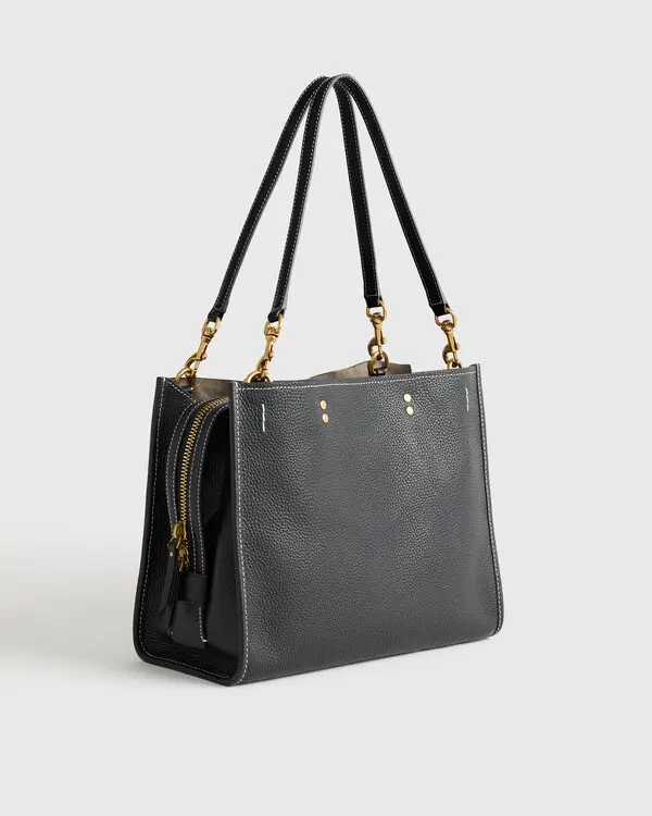 Quince Italian Leather Convertible Satchel - Black