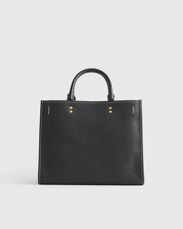 Quince Italian Leather Convertible Satchel - Black