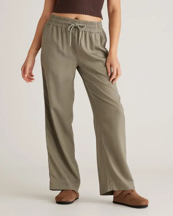Quince Vintage Wash Tencel Wide Leg Pants