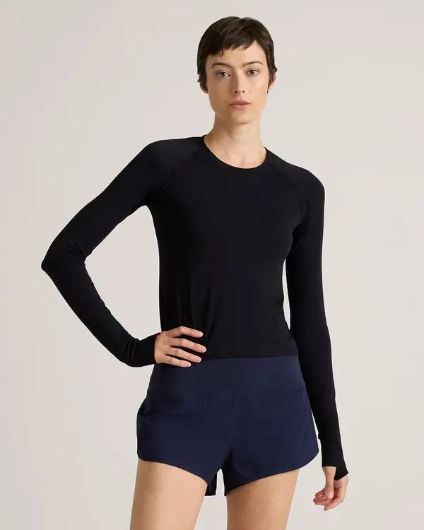 Quince Seamless Waist-length Long Sleeve Top