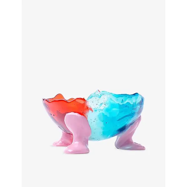 FISH DESIGN BY GAETANO PESCE Big Collina Medium Resin Basket - Clear Ruby Aqua Emerald
