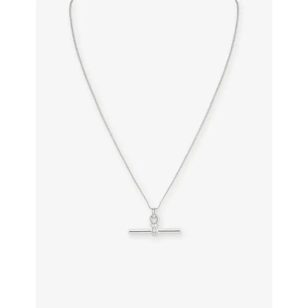 ASTRID & MIYU Hardware T-bar 925 Sterling Silver Pendant Necklace - Rhodium