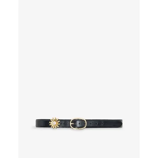 Maje Removable Jewel Leather Belt - Black