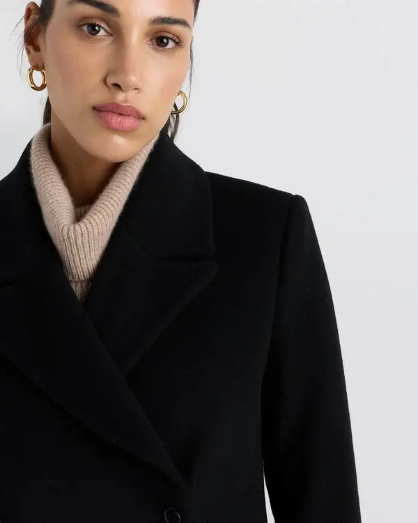 Quince Wool Cashmere Tailored Long Coat - Black