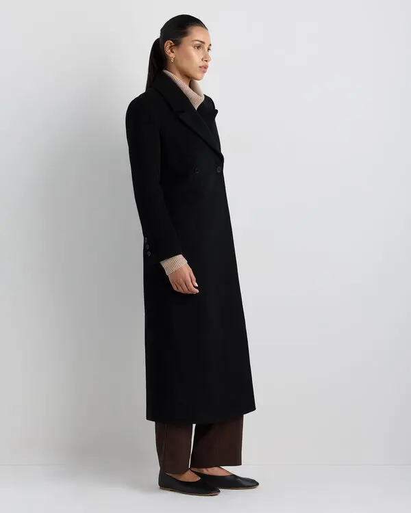Quince Wool Cashmere Tailored Long Coat - Black