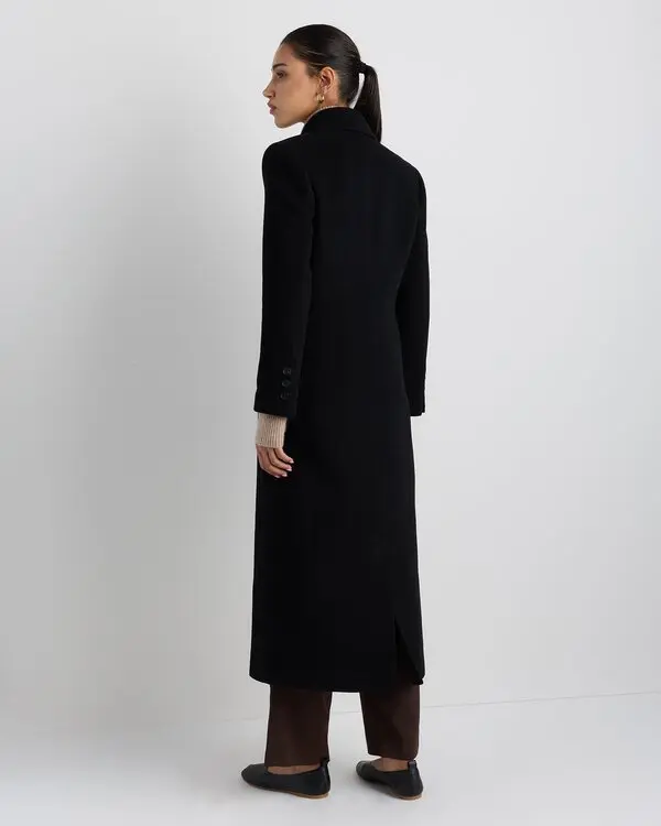 Quince Wool Cashmere Tailored Long Coat - Black