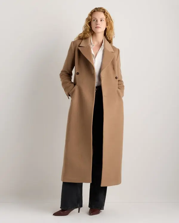 Quince Wool Cashmere Tailored Long Coat - Mocha Brown