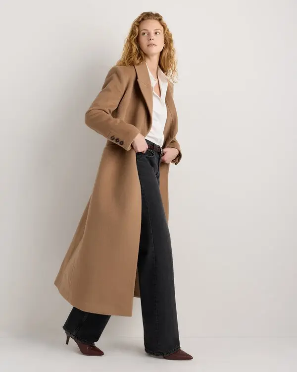 Quince Wool Cashmere Tailored Long Coat - Mocha Brown