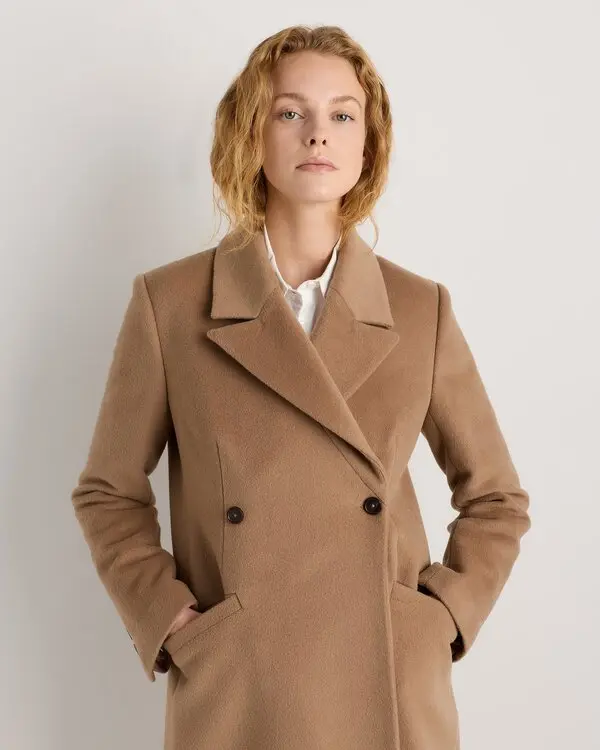Quince Wool Cashmere Tailored Long Coat - Mocha Brown