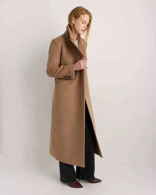 Quince Wool Cashmere Tailored Long Coat - Mocha Brown