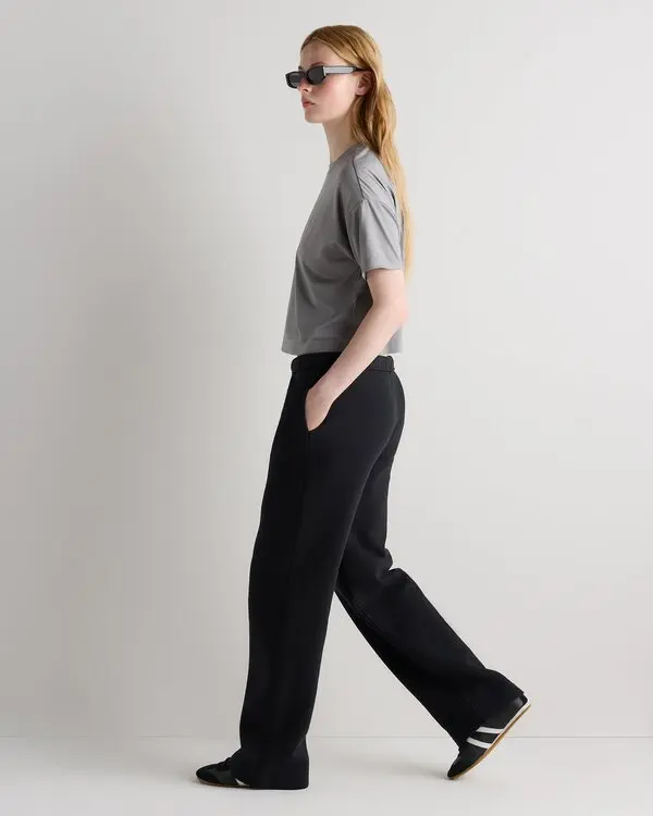 Quince Flowknit Breeze Boxy Cropped T-shirt - Heather Grey