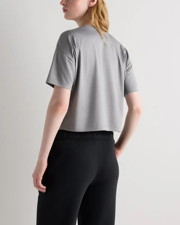 Quince Flowknit Breeze Boxy Cropped T-shirt - Heather Grey
