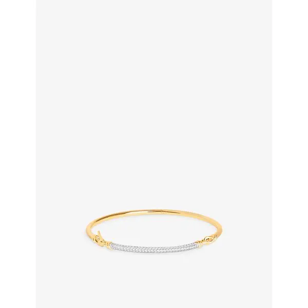 ASTRID & MIYU Pavé Knot -plated 925 Sterling Silver Bangle - 18ct Gold