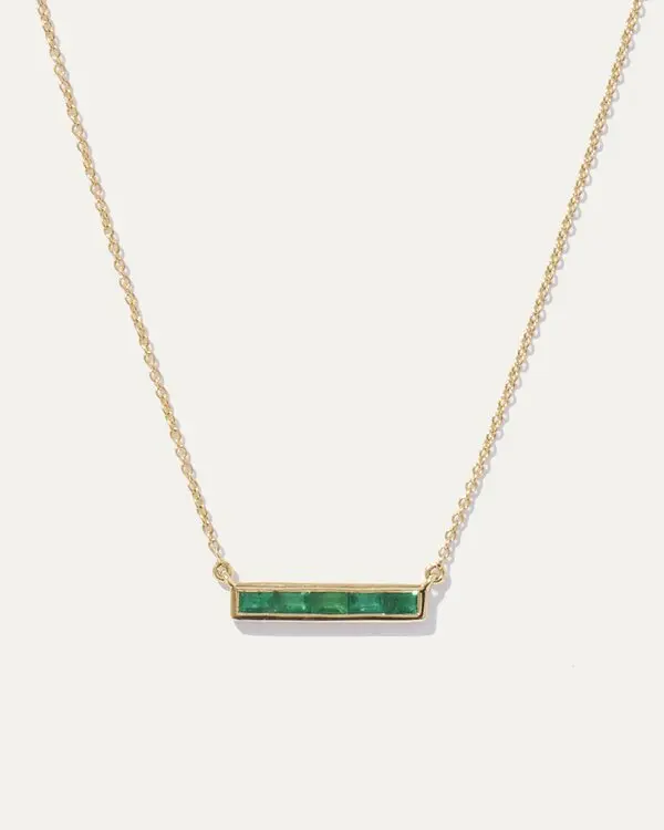 Quince 14k Gold Emerald Baguette Bar Necklace - Yellow Gold
