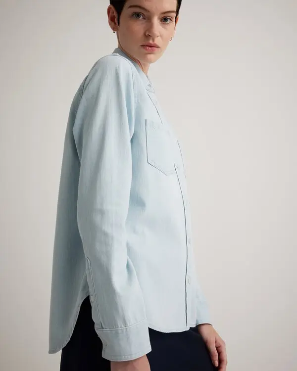 Quince Distressed Denim Shirt - Light Chambray