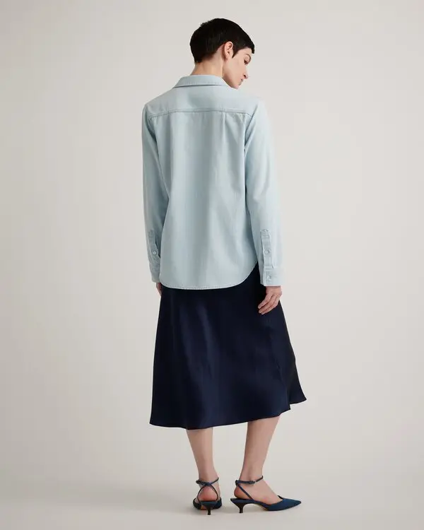Quince Distressed Denim Shirt - Light Chambray