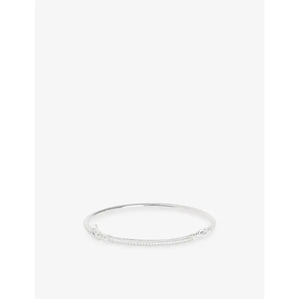 ASTRID & MIYU Pavé Knot 925 Sterling Silver Bangle - Rhodium