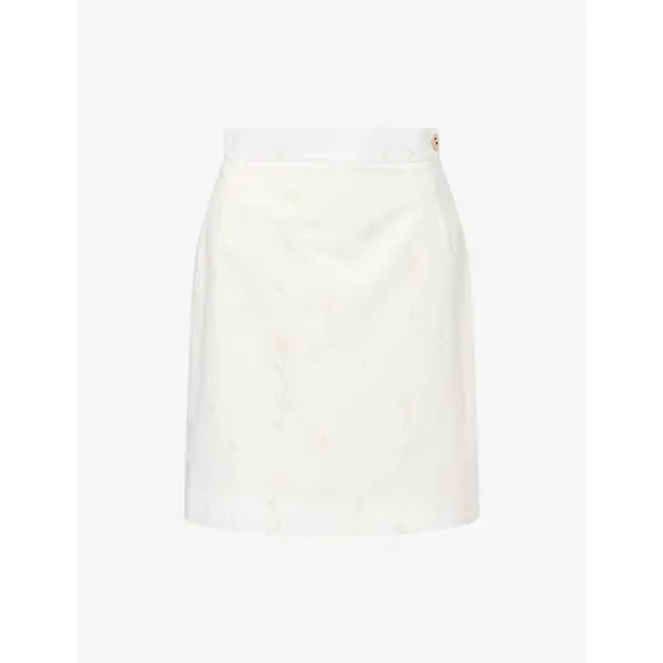 VIVIENNE WESTWOOD Crotch 45 Embroidered Cotton-blend Mini Skirt - White Flowers