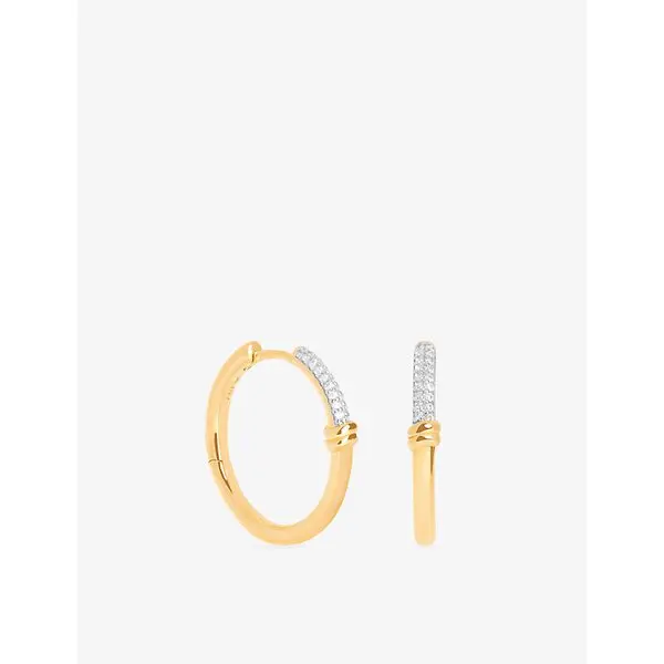 ASTRID & MIYU Pavé Knot -plated 925 Sterling Silver Hoop Earrings - 18ct Gold