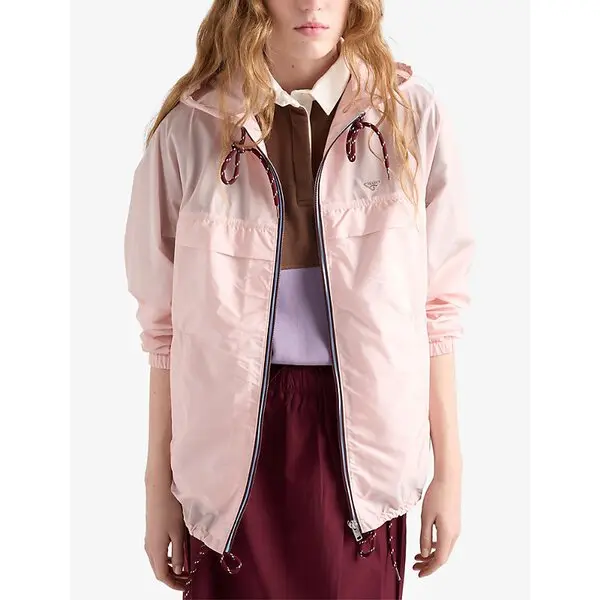 Prada Re-nylon Lightweight Hooded Woven Raincoat - Pink