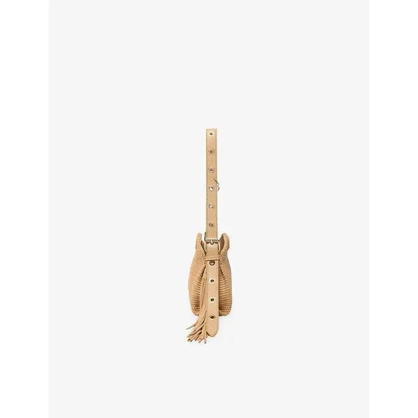 Maje Miss M Mini Raffia Shoulder Bag - Beige