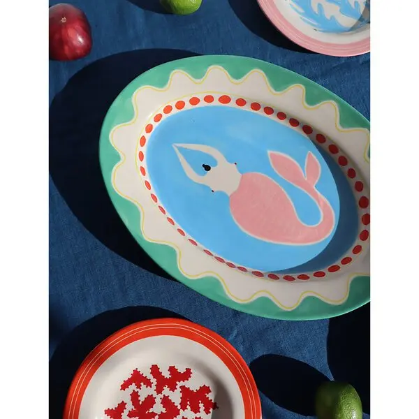 LAETITIA ROUGET Mermaid Large Oval Stoneware Platter