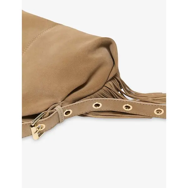 Maje Miss M Suede Shoulder Bag - Camel