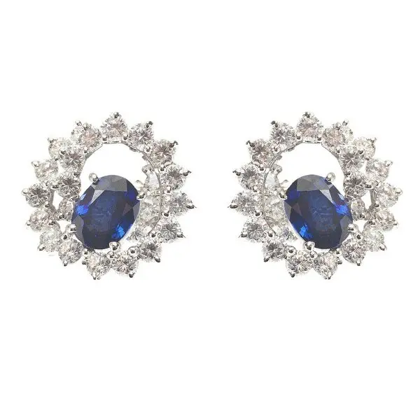 FANTASIA BY DESERIO Sapphire And Zirconia Vermeil Earrings - White Gold Plated