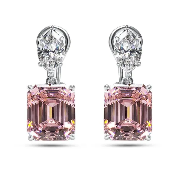 FANTASIA BY DESERIO Marquise And Emerald Cut Earrings - White Gold