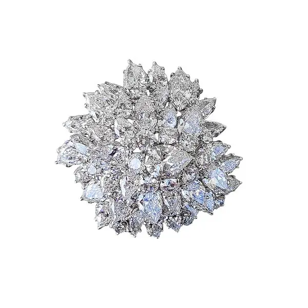 FANTASIA BY DESERIO Brooch With Cubic Zirconia - Yellow Gold Plated