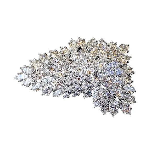 FANTASIA BY DESERIO Marquise And Pearshape Brooch - White Gold Plated