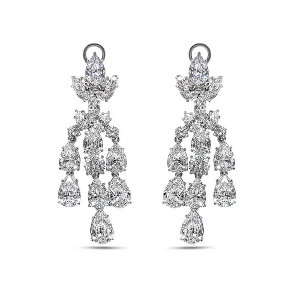 FANTASIA BY DESERIO Multi Pearshape Chandelier Drop Earrings - Yellow Gold Plated
