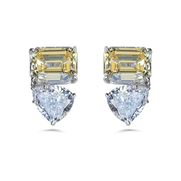 FANTASIA BY DESERIO Toi Et Moi Pear And Emerald-cut Earrings - Yellow Gold