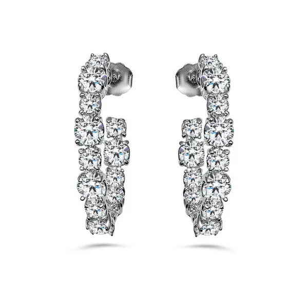 FANTASIA BY DESERIO Alternating Round Oblong Hoop Earrings - White Gold