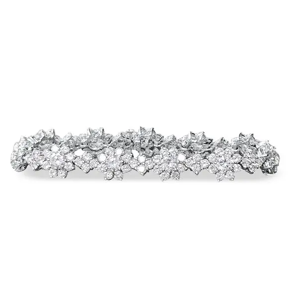FANTASIA BY DESERIO Flower Link Bracelet - White Gold Plated