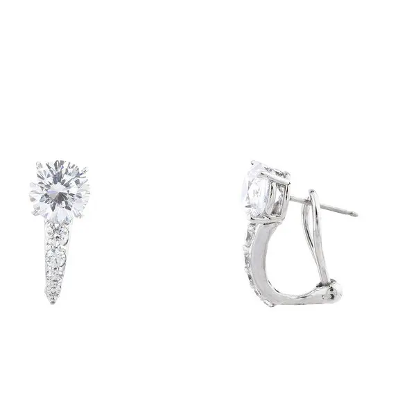 FANTASIA BY DESERIO Studs With Trailing Stones Earrings - White Gold Plated