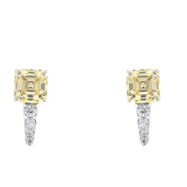 FANTASIA BY DESERIO 3.5ct Square Stone Earrings - White Gold Plated