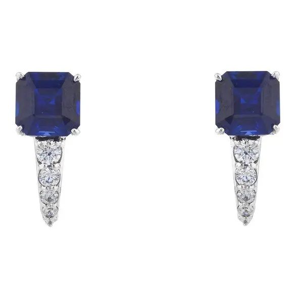 FANTASIA BY DESERIO 3.5ct Square Earrings With Stones - White Gold Plated