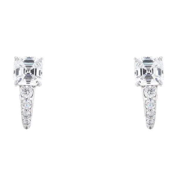 FANTASIA BY DESERIO 2ct Square Earrings - White Gold Plated