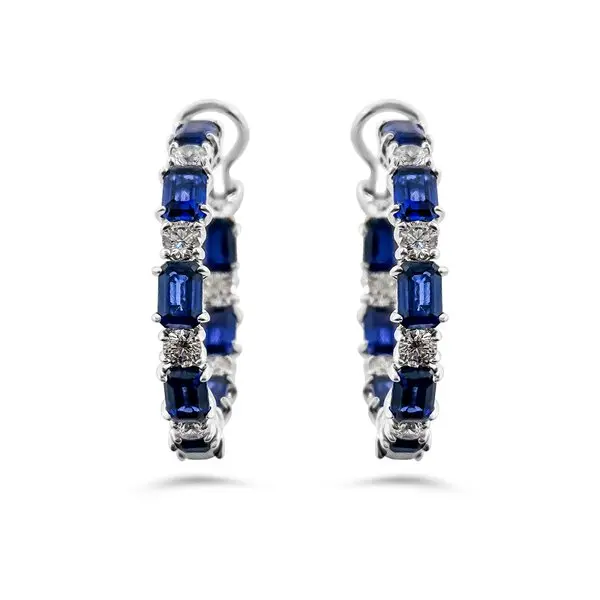 FANTASIA BY DESERIO Alternating Sapphire And Round Hoop Earrings - One-color