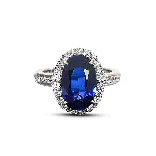 FANTASIA BY DESERIO Oval Sapphire Halo Ring - Yellow Gold