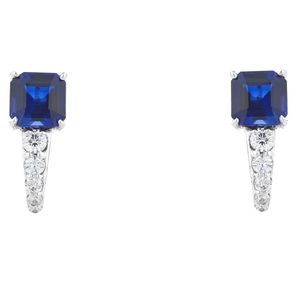 FANTASIA BY DESERIO 2ct Square Earrings With Stones - Yellow Gold Plated